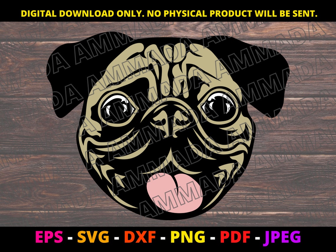 Pug SVG, Dog Portrait SVG File, Instant Download, Printable Image - Etsy