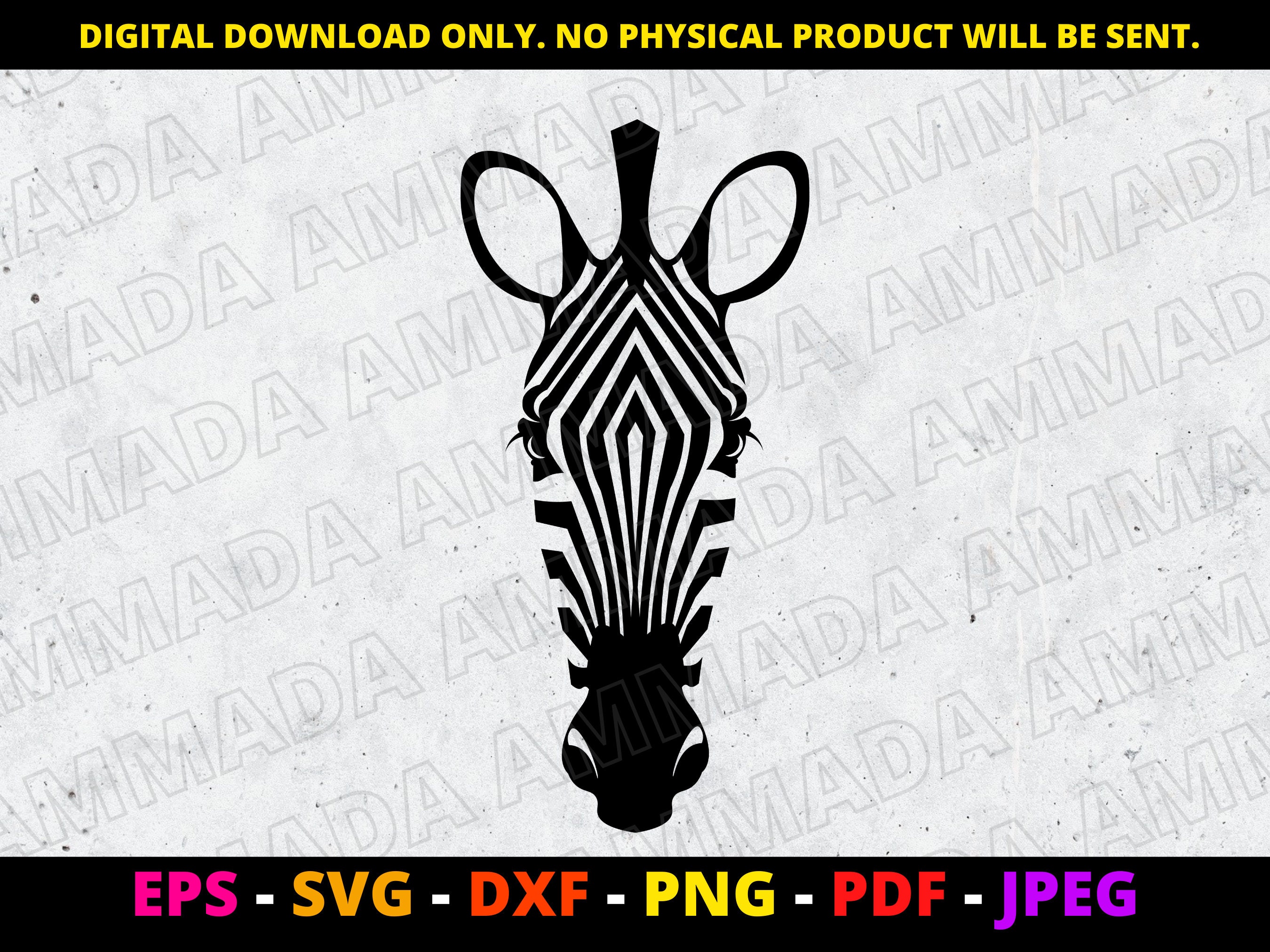 Zebra SVG, Zebra Face SVG, Zebra PNG, Zebra Silhouette, Instant ...