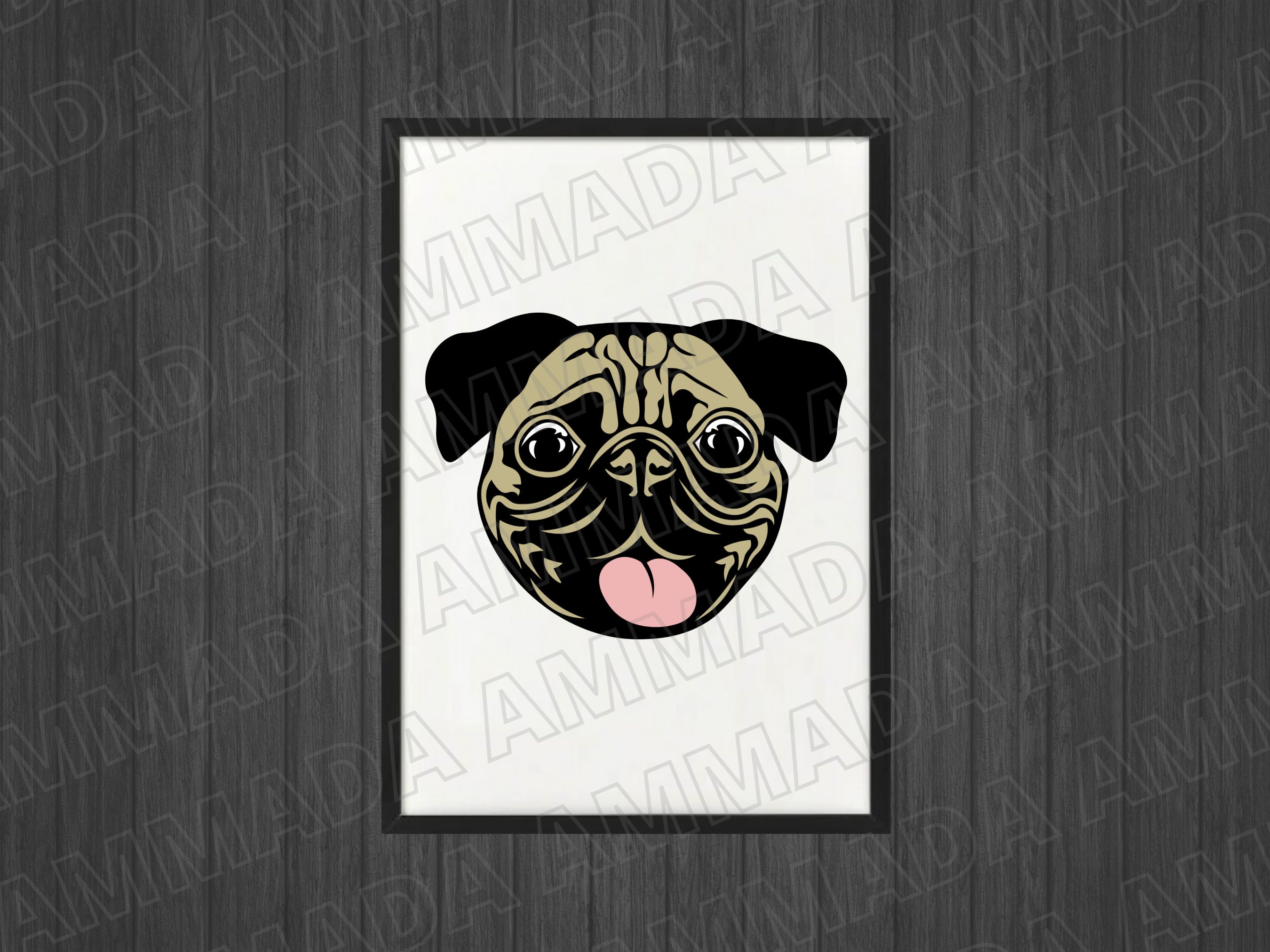 Pug SVG, Dog Portrait SVG File, Instant Download, Printable Image - Etsy