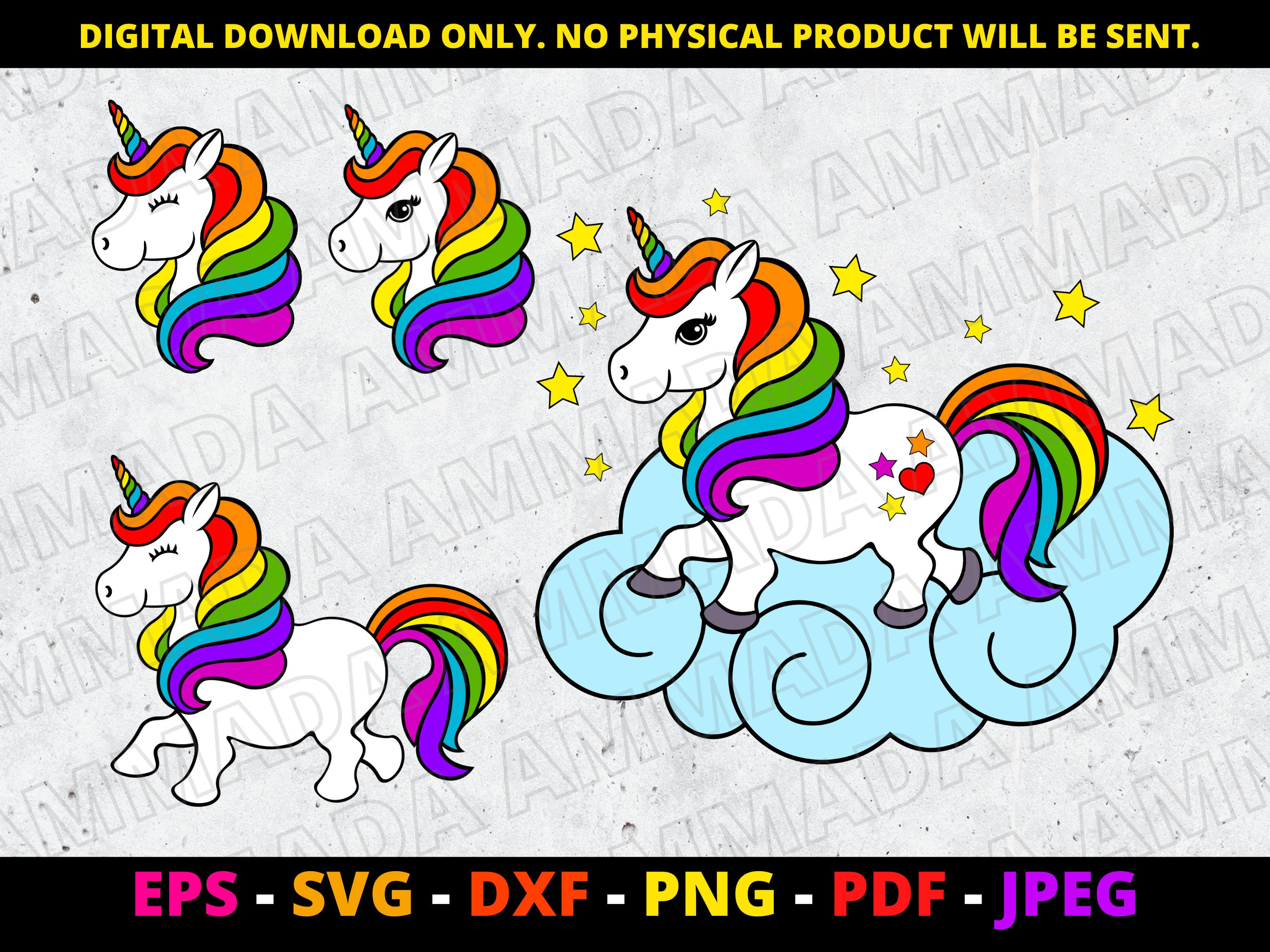 Unicorn Bundle SVG, Rainbow Unicorn SVG, Baby Unicorn SVG, Instant ...