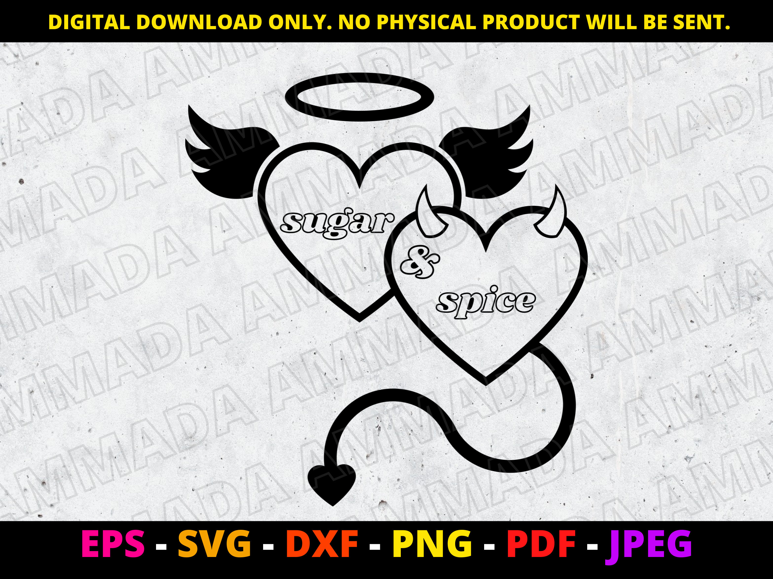 Sugar Spice Hearts SVG Angel Heart SVG Devil Heart SVG - Etsy