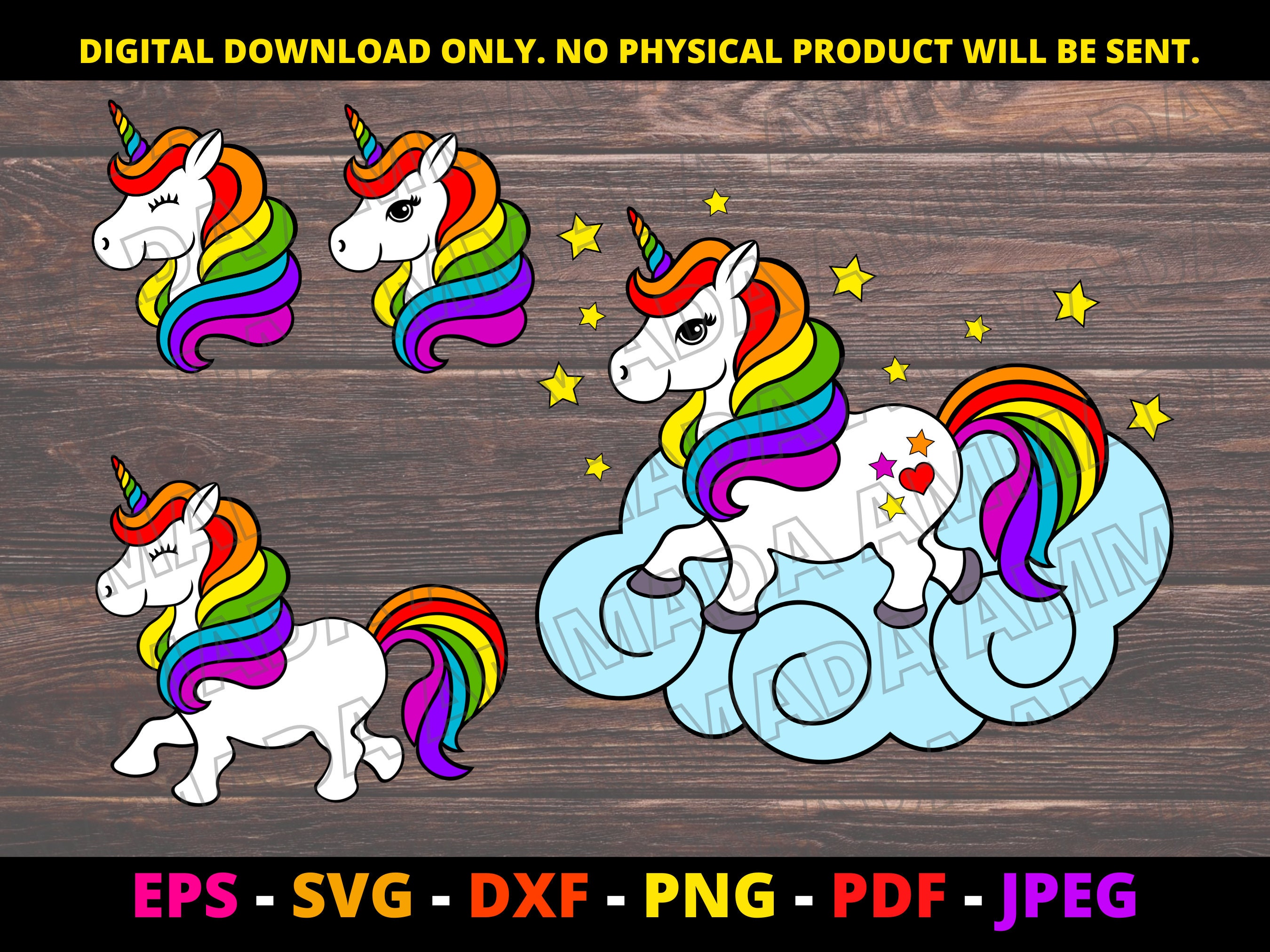 Unicorn Bundle SVG, Rainbow Unicorn SVG, Baby Unicorn SVG, Instant ...