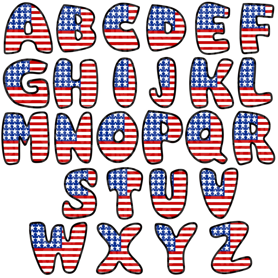 American Flag Alphabet - Etsy