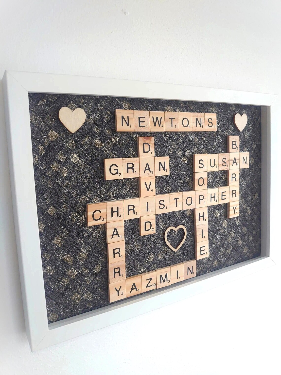 Stylish Dark and Gold Scale Style Personalised Scrabble Picture Frame ...
