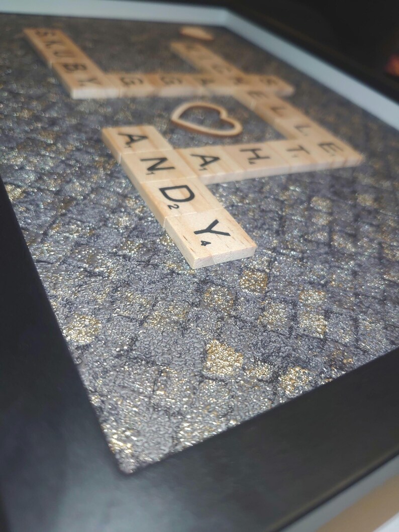 Stylish Dark and Gold Scale Style Personalised Scrabble Picture Frame ...