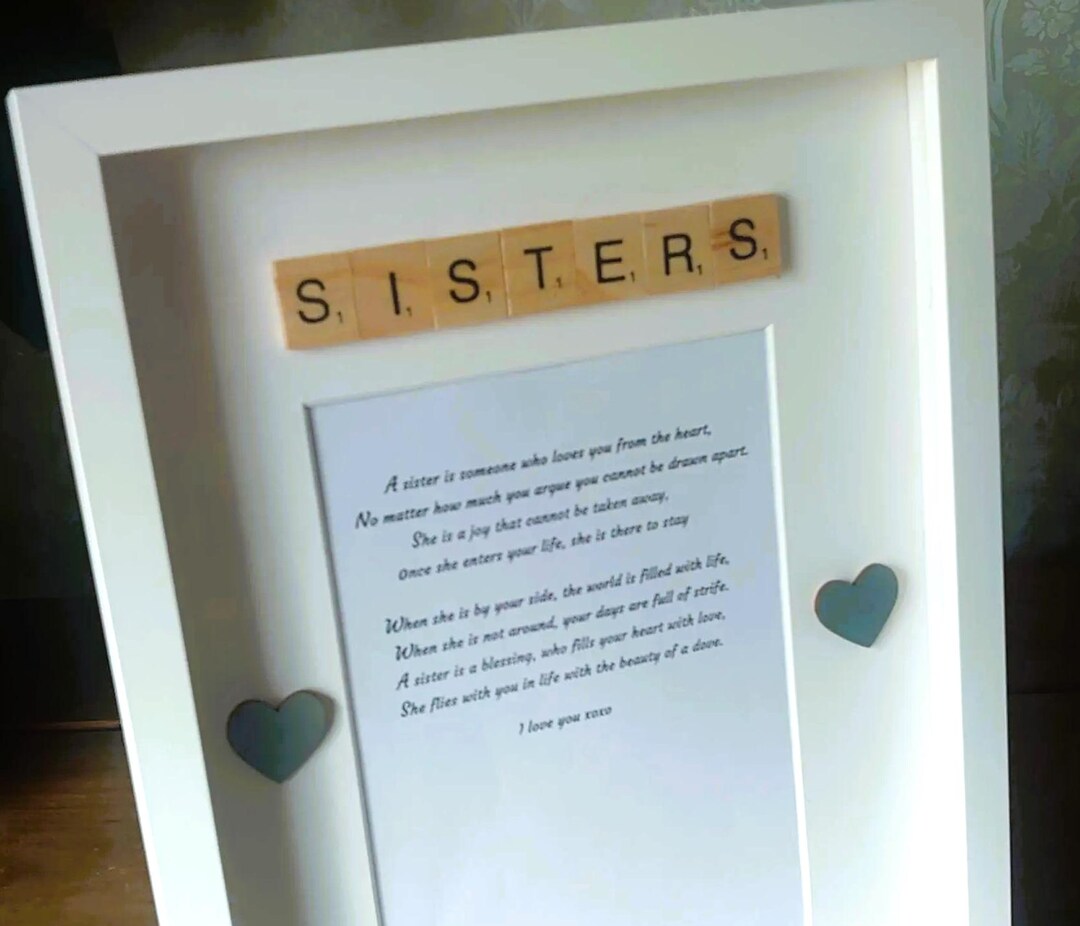 Sisters Personalised Scrabble Picture Frame With Poem With Scrabble ...