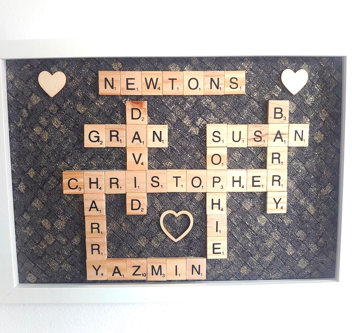 Stylish Dark and Gold Scale Style Personalised Scrabble Picture Frame ...