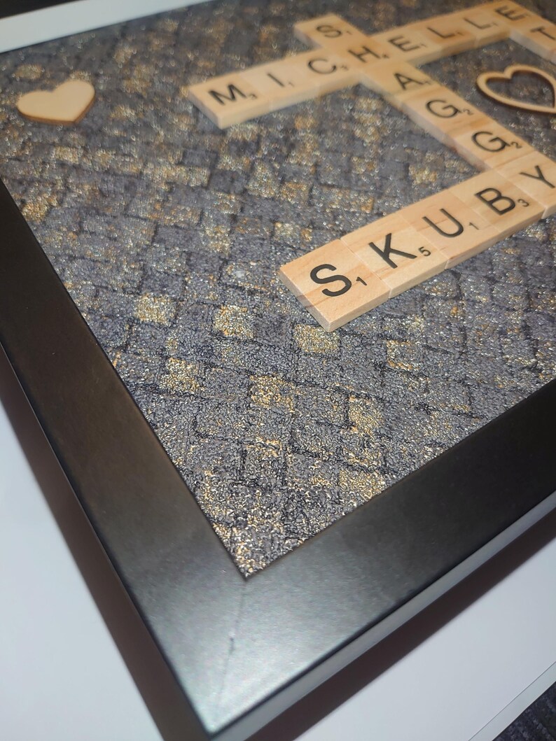 Stylish Dark and Gold Scale Style Personalised Scrabble Picture Frame ...