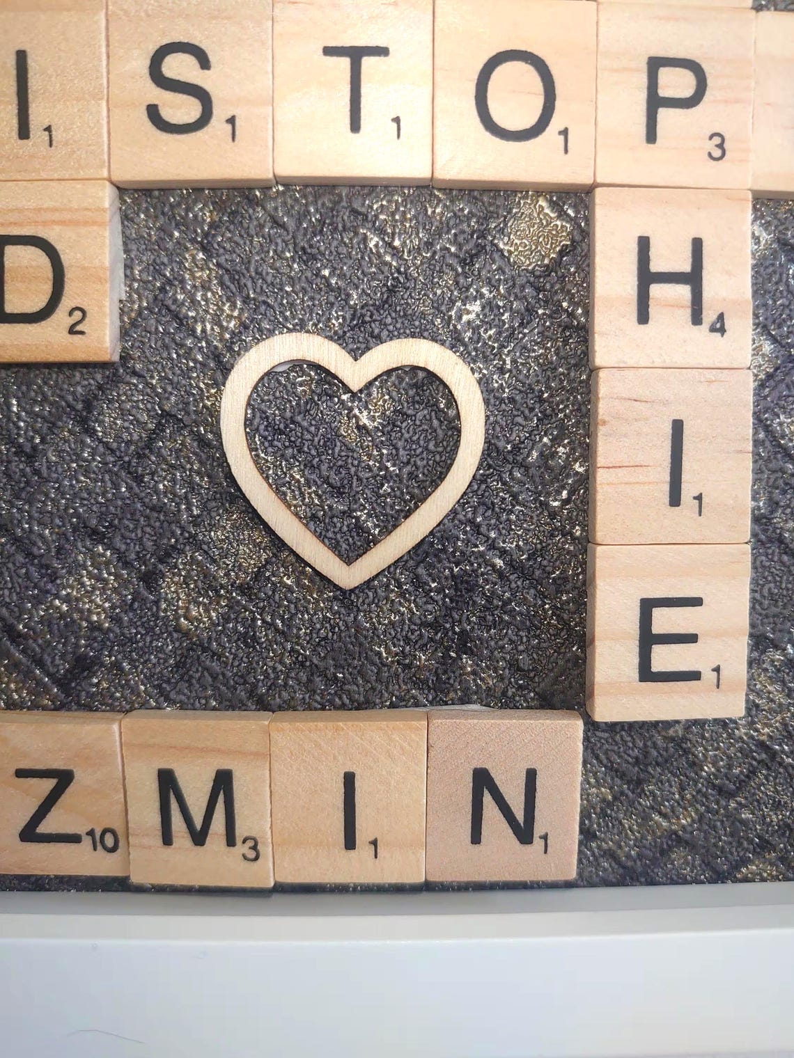 Stylish Dark and Gold Scale Style Personalised Scrabble Picture Frame ...