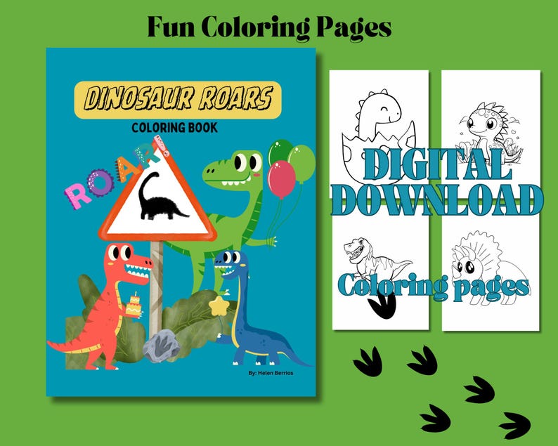 Dinosaur Coloring Pages, Kids Coloring Pages, Art Pages, - Etsy