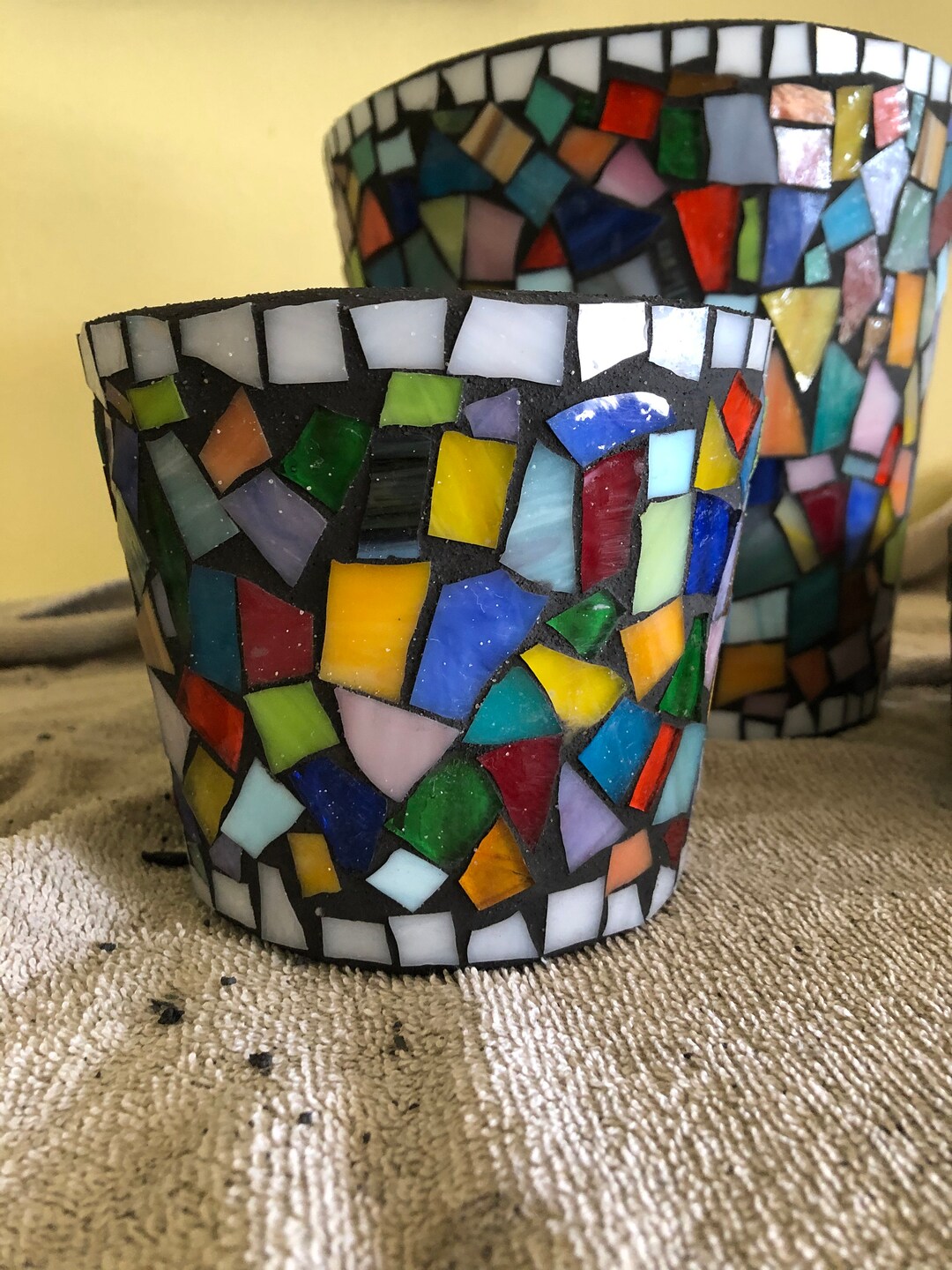 Mosaic Scattered Rainbow Small Stained Glass Planter - Etsy
