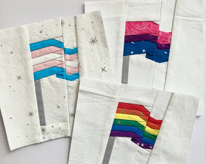 LGBTQIA+ Pride Flag Paper Piecing Pattern - 10x10in - 12x12in - Block ...