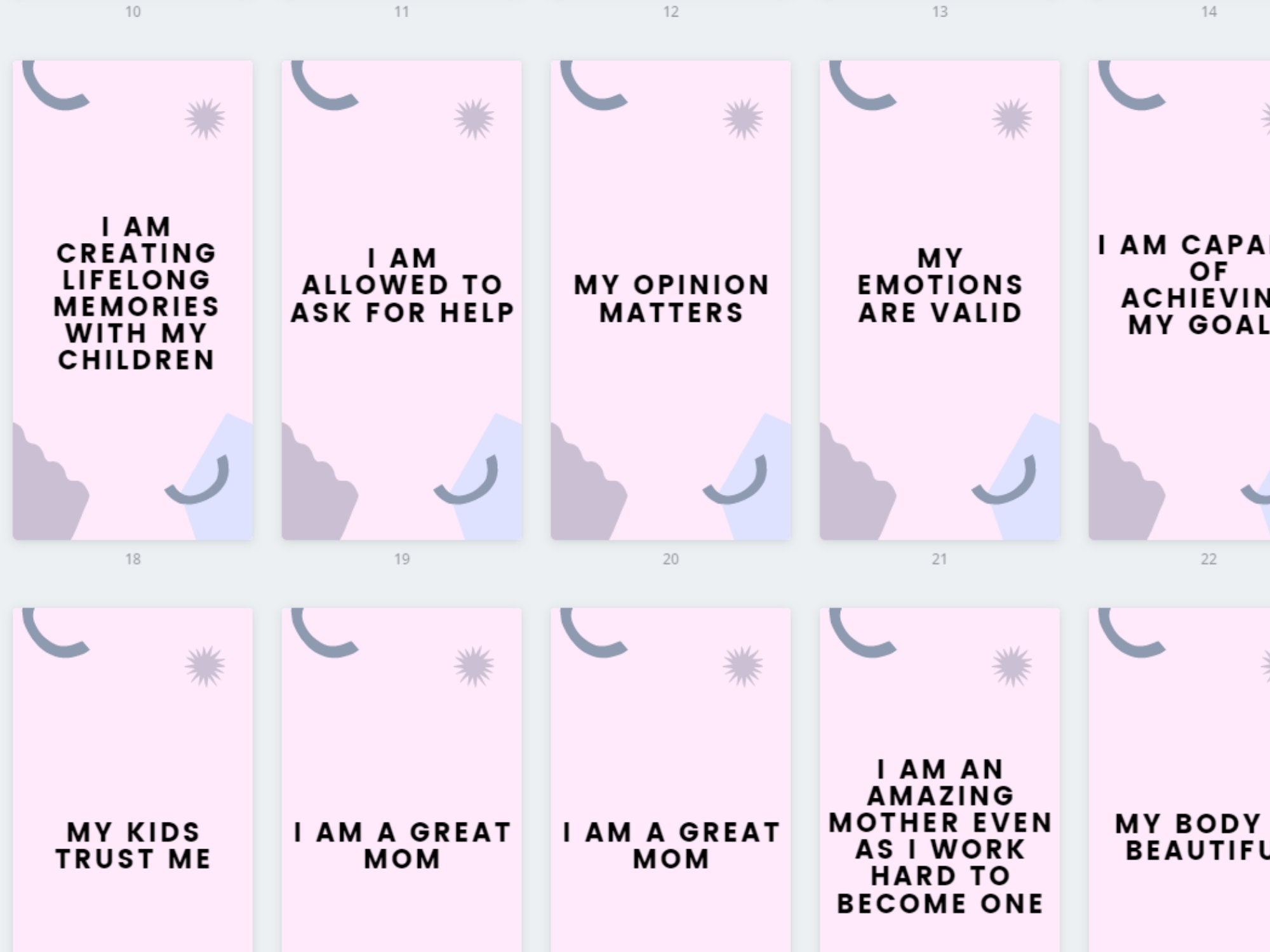 50 Empowering Motherhood Printable Affirmation Cards Template - Etsy