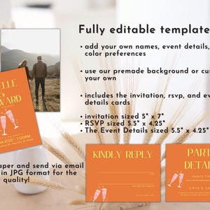 Toasty Orange Engagement Party Invitation, Cocktail Party Invitation ...