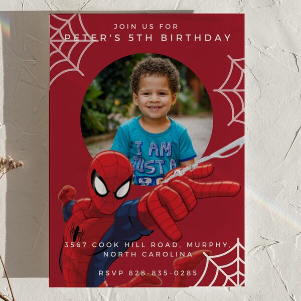 Spiderman Invitation - Etsy