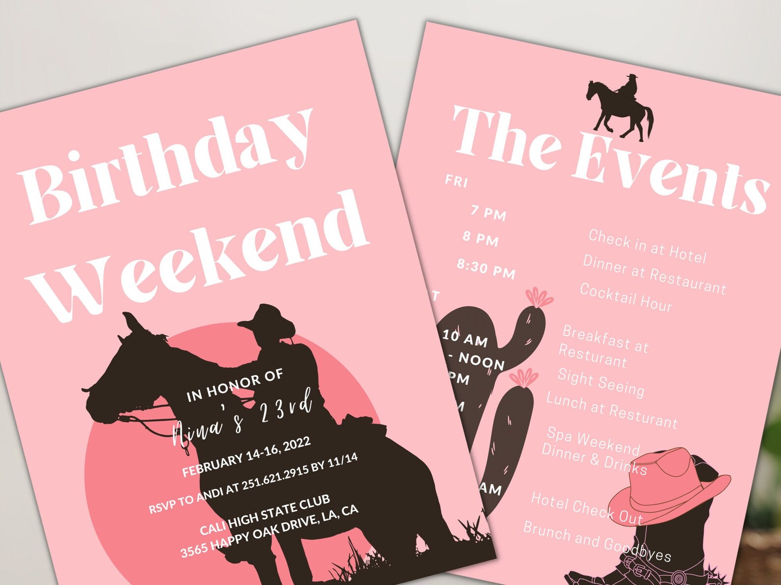 Cowboy Birthday Weekend Template Event Itinerary Printable - Etsy