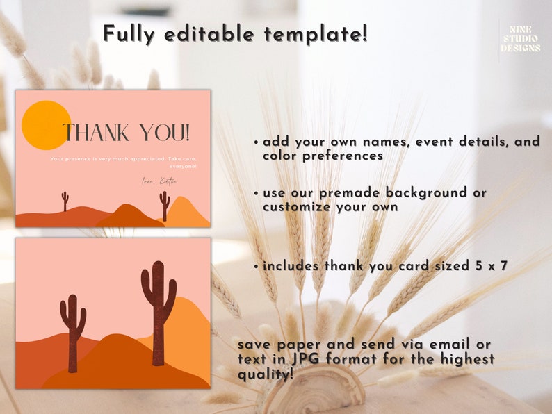 Pink Desert Birthday Weekend Thank You Card Abstract Birthday - Etsy