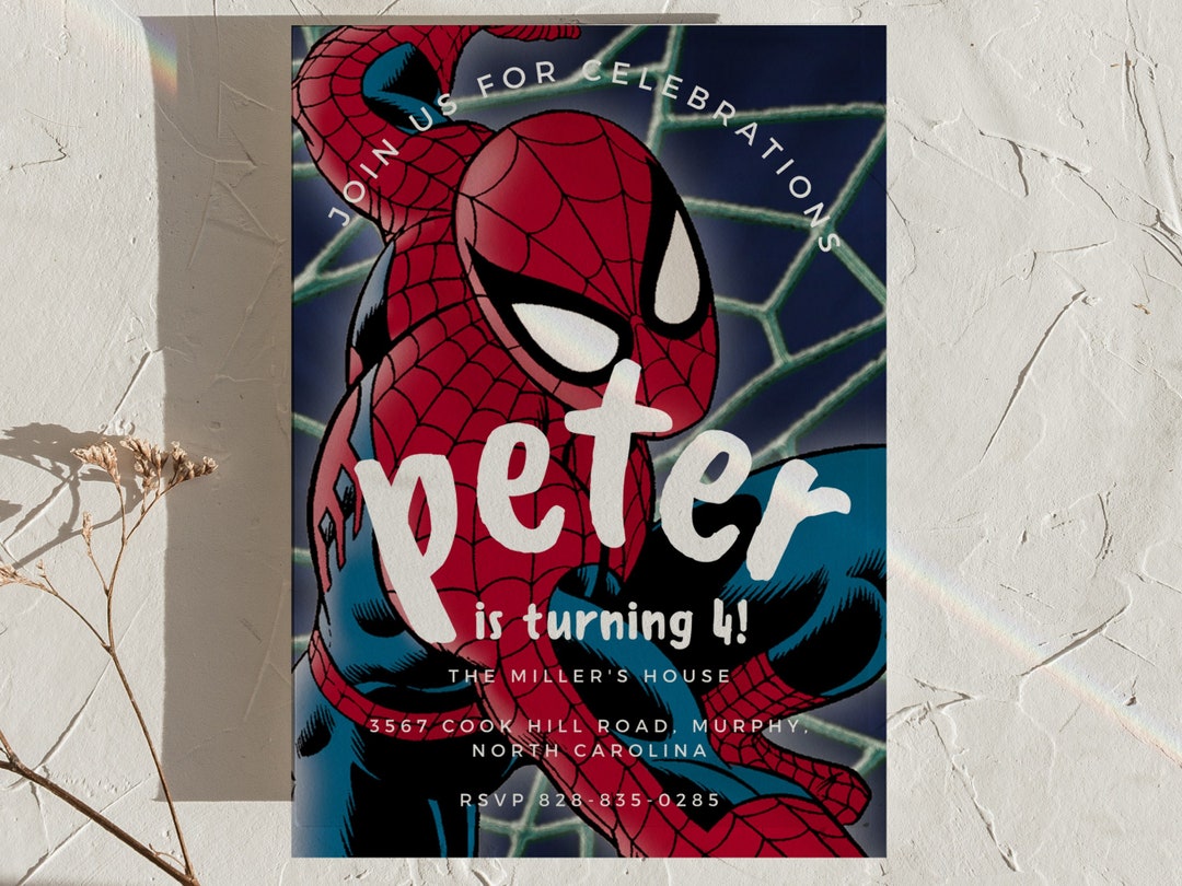 Spider-man Invitation, Spiderman Birthday Party Invitation, Template ...