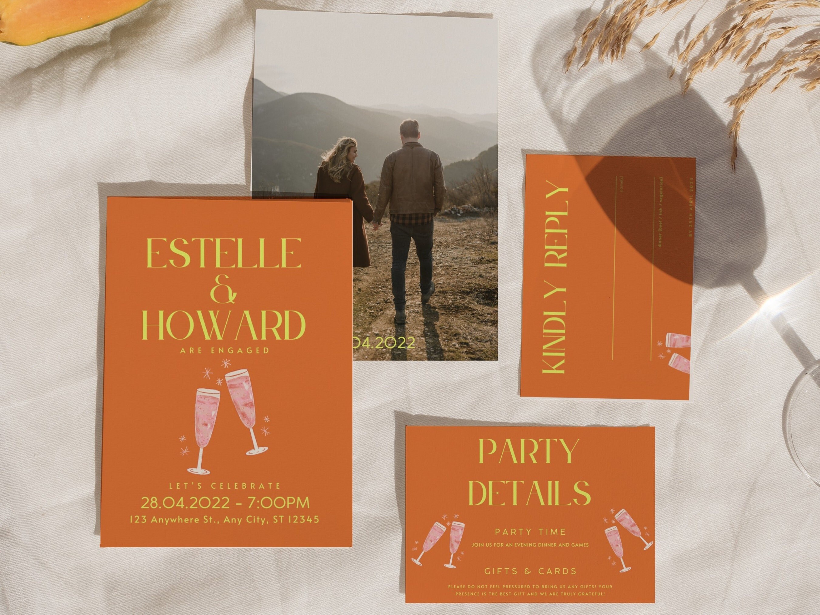Toasty Orange Engagement Party Invitation, Cocktail Party Invitation ...