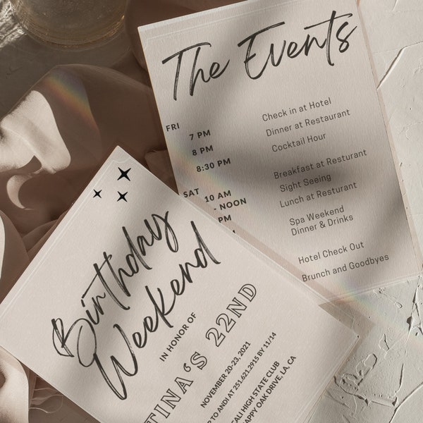 Birthday Weekend Itinerary Template - Etsy