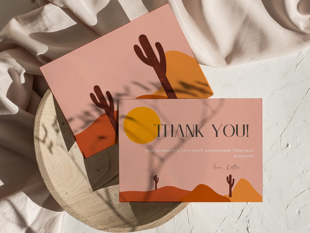 Pink Desert Birthday Weekend Thank You Card Abstract Birthday - Etsy