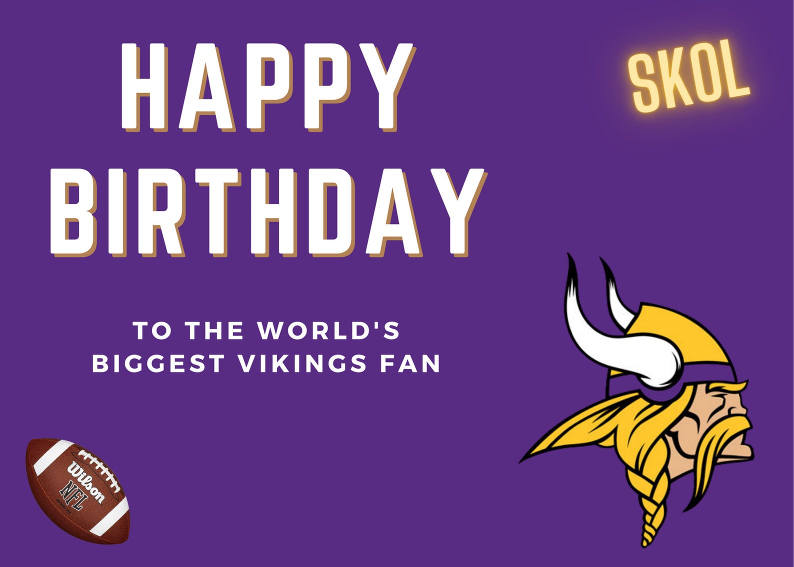 Minnesota Vikings Birthday Card - Etsy