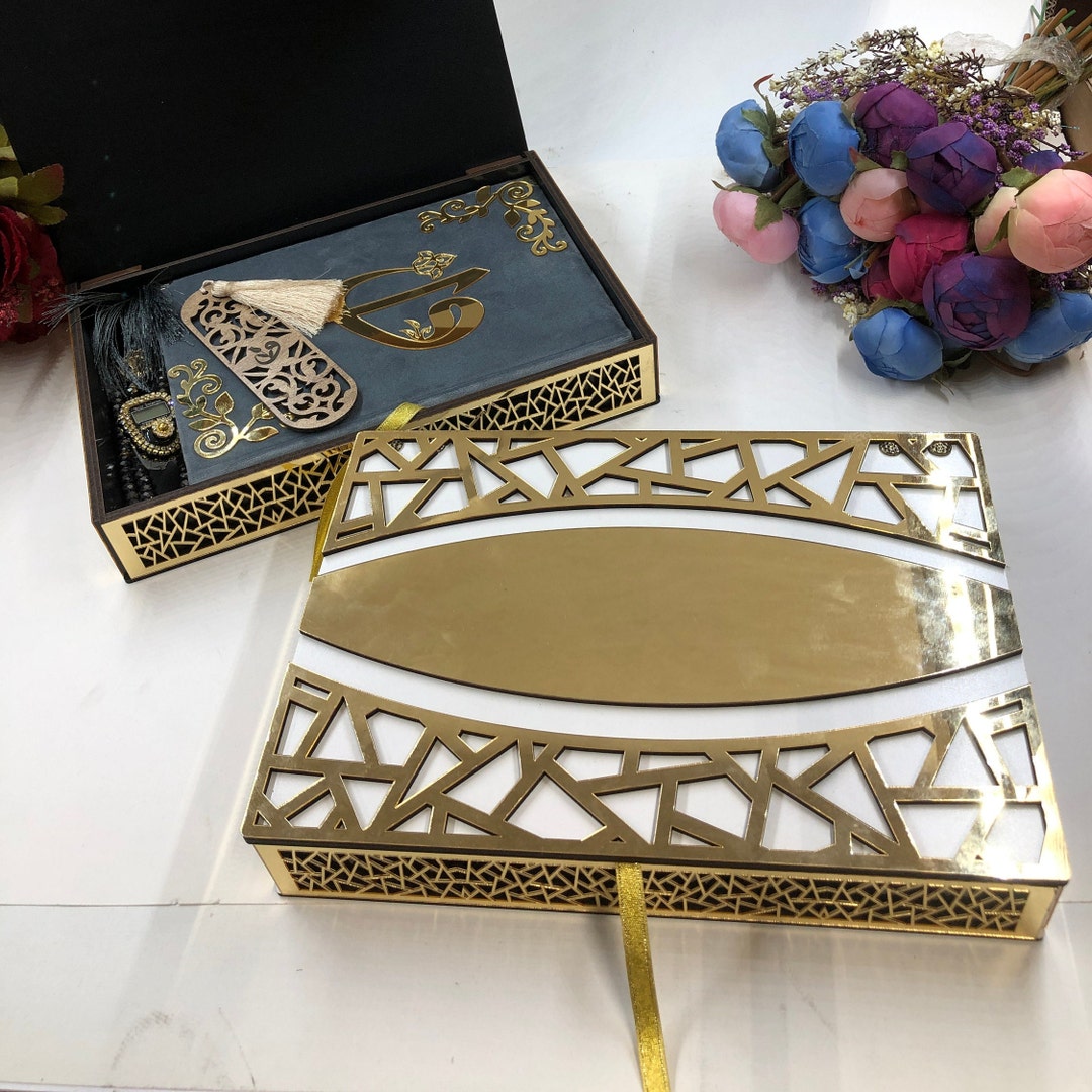 Personalized Quran With Wooden Box, Big Size Quran, Crystal Rosary ...