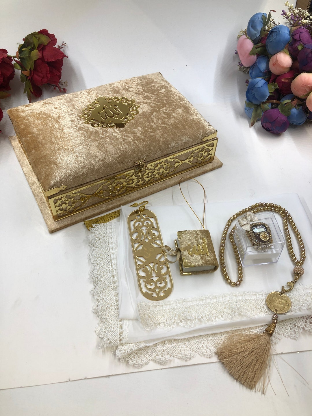 Personalized Quran With Velvet Box, Islamic Gift Set, Quran Gift Box ...