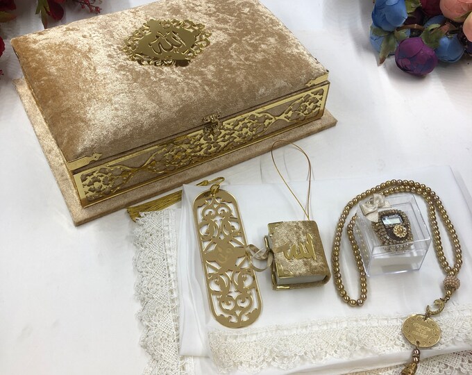 Silver & Black Quran Set, Velvet Quran Set Acrylic Mirror, Free Quran ...