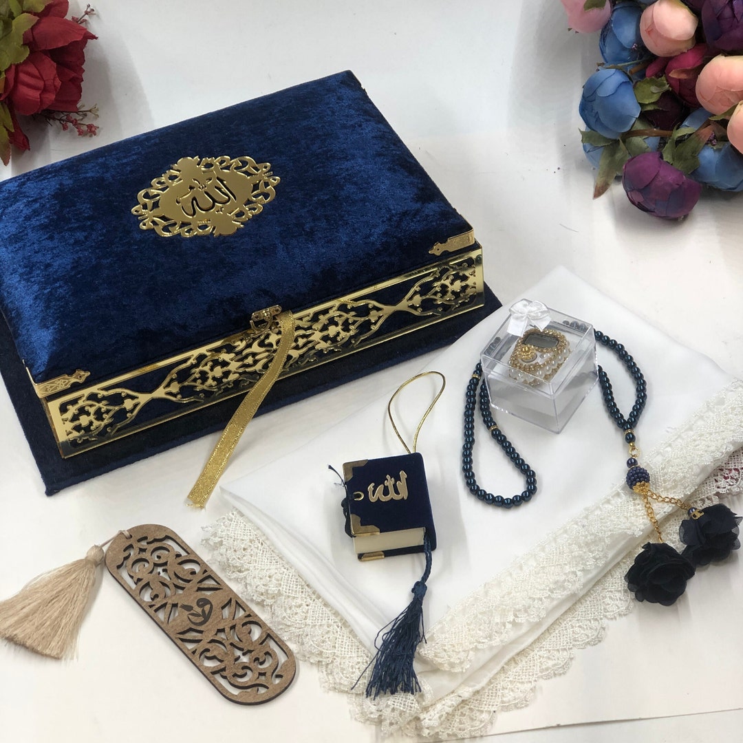 Personalized Quran With Velvet Box, Islamic Gift Set, Quran Gift Box ...