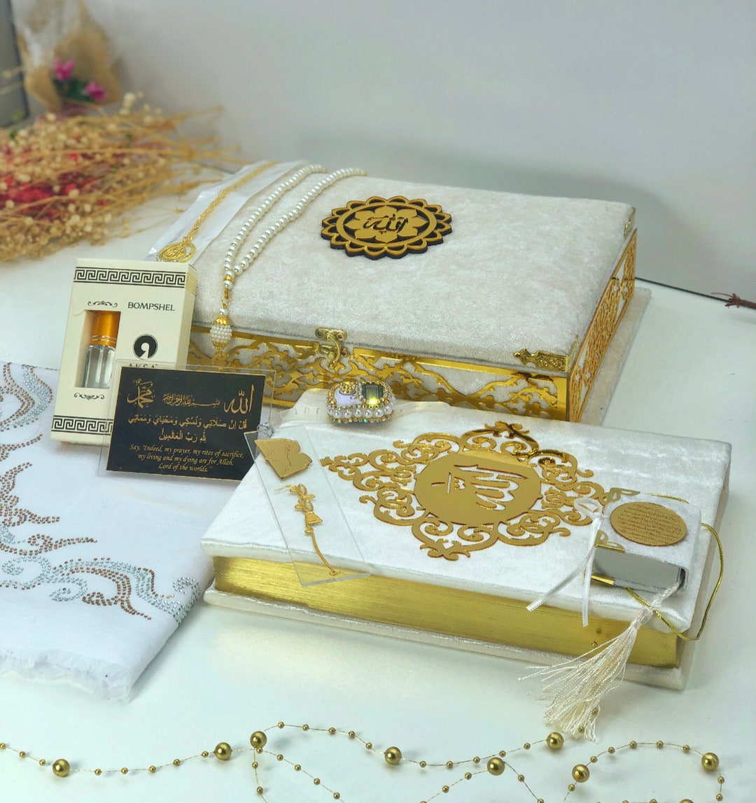 Personalized Quran With Velvet Box, Islamic Gift Set, Quran Gift Box ...