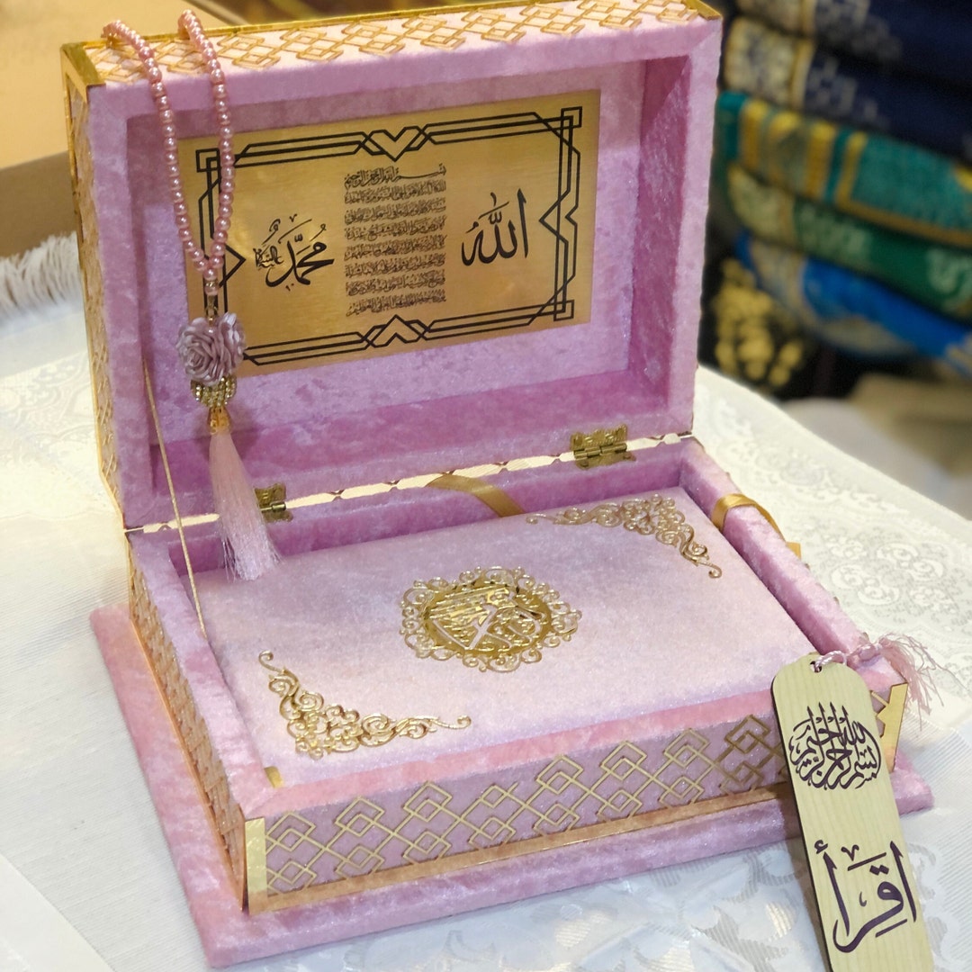 Personalized Quran With Velvet Box, Islamic Gift Set, Quran Gift Box ...
