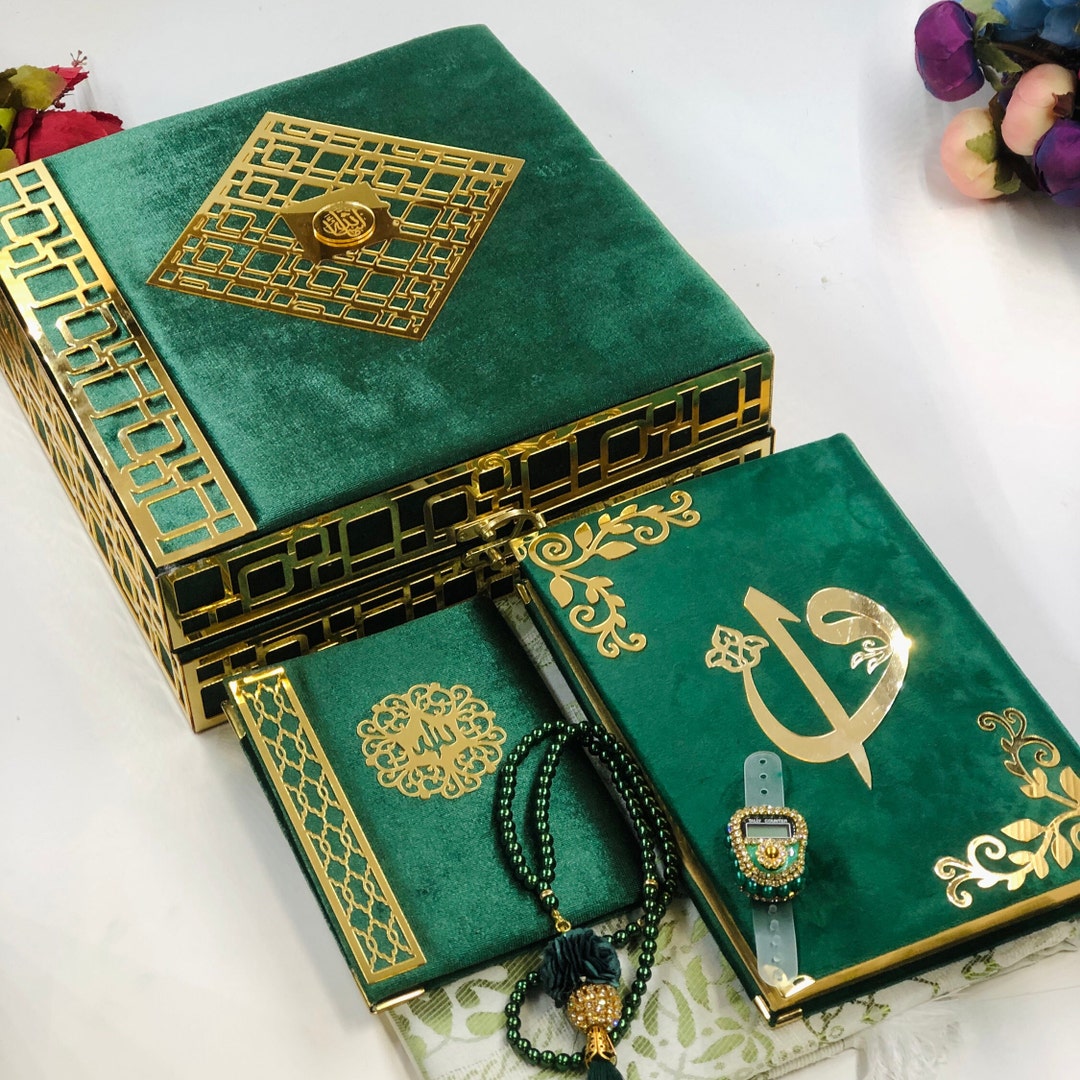 Luxry Plexi & Wooden Box , Quran Gift Set, Islamic Prayer Set , Islamic ...