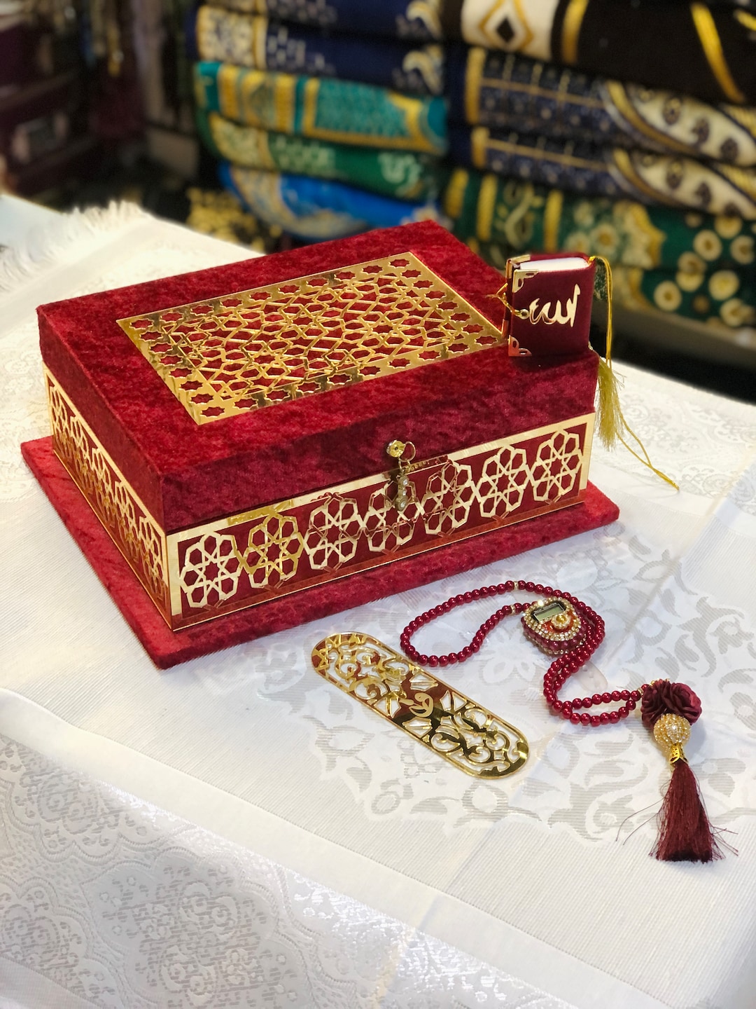 Personalized Quran With Velvet Box, Islamic Gift Set, Quran Gift Box ...
