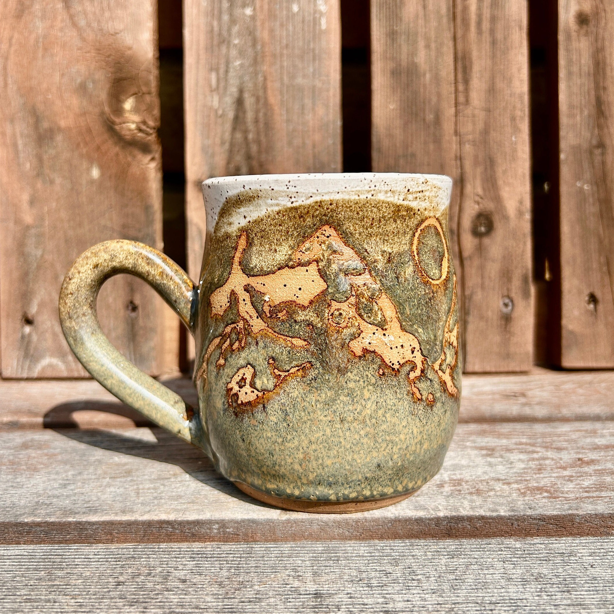 20oz Handmade Flying Dragon Mug, Ceramic Coffee Mug, Resist Mountain ...