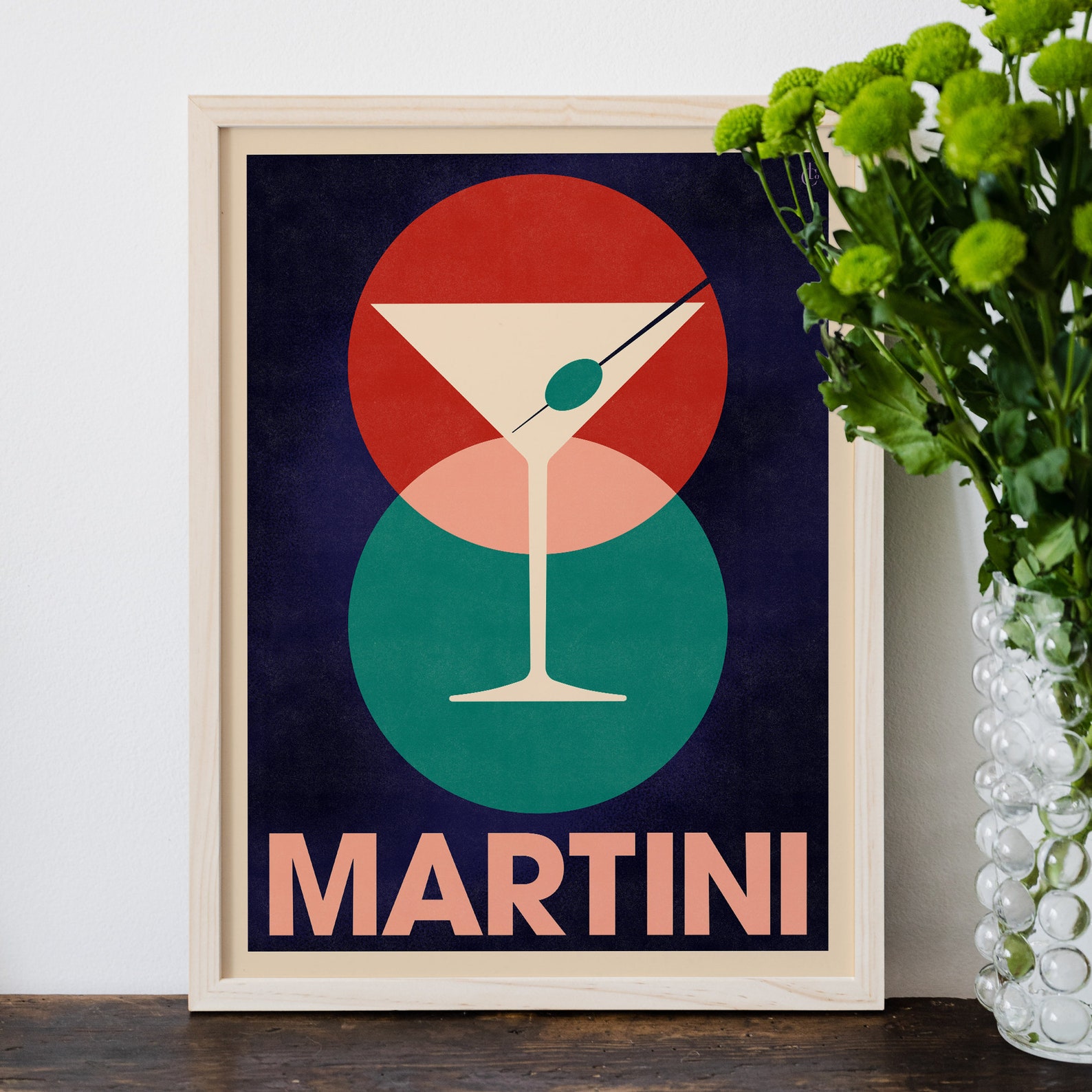 Minimalist Martini Cocktail Print, Vintage Style Cocktail Poster ...