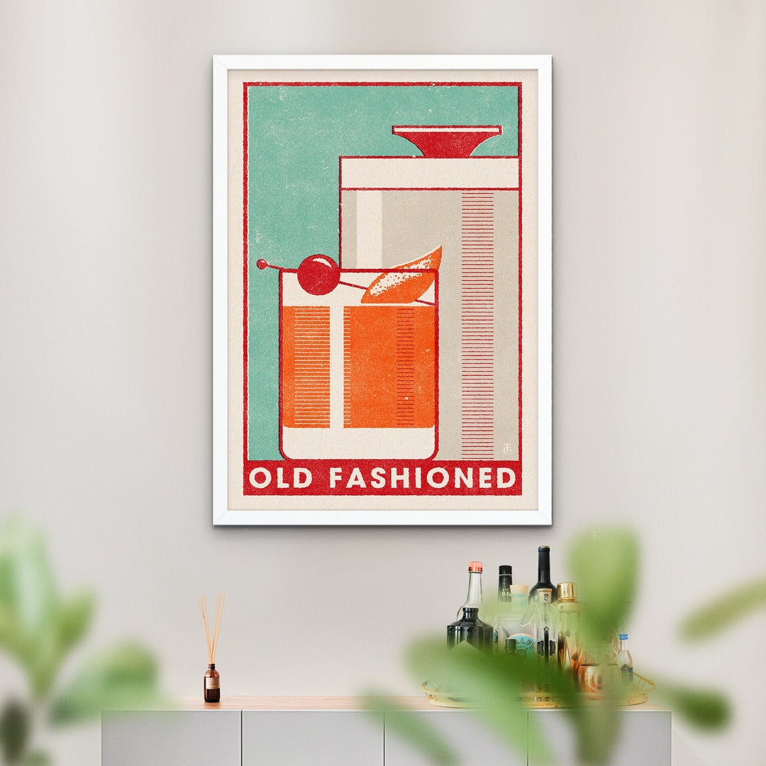 Large Old Fashioned Cocktail Poster, Vintage Style Old Fashioned Print ...