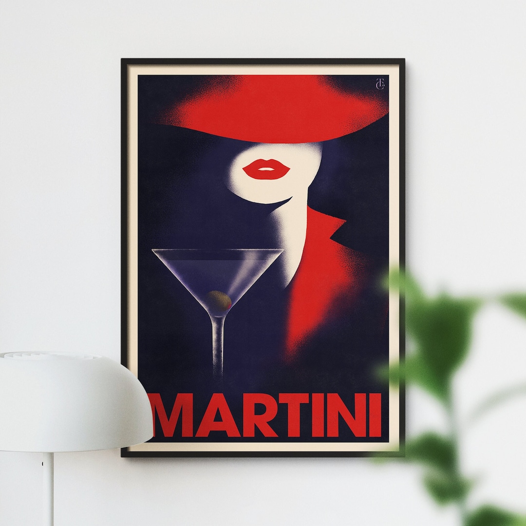 Retro Martini Poster, Vintage Style Cocktail Print, Cocktail Wall Art ...