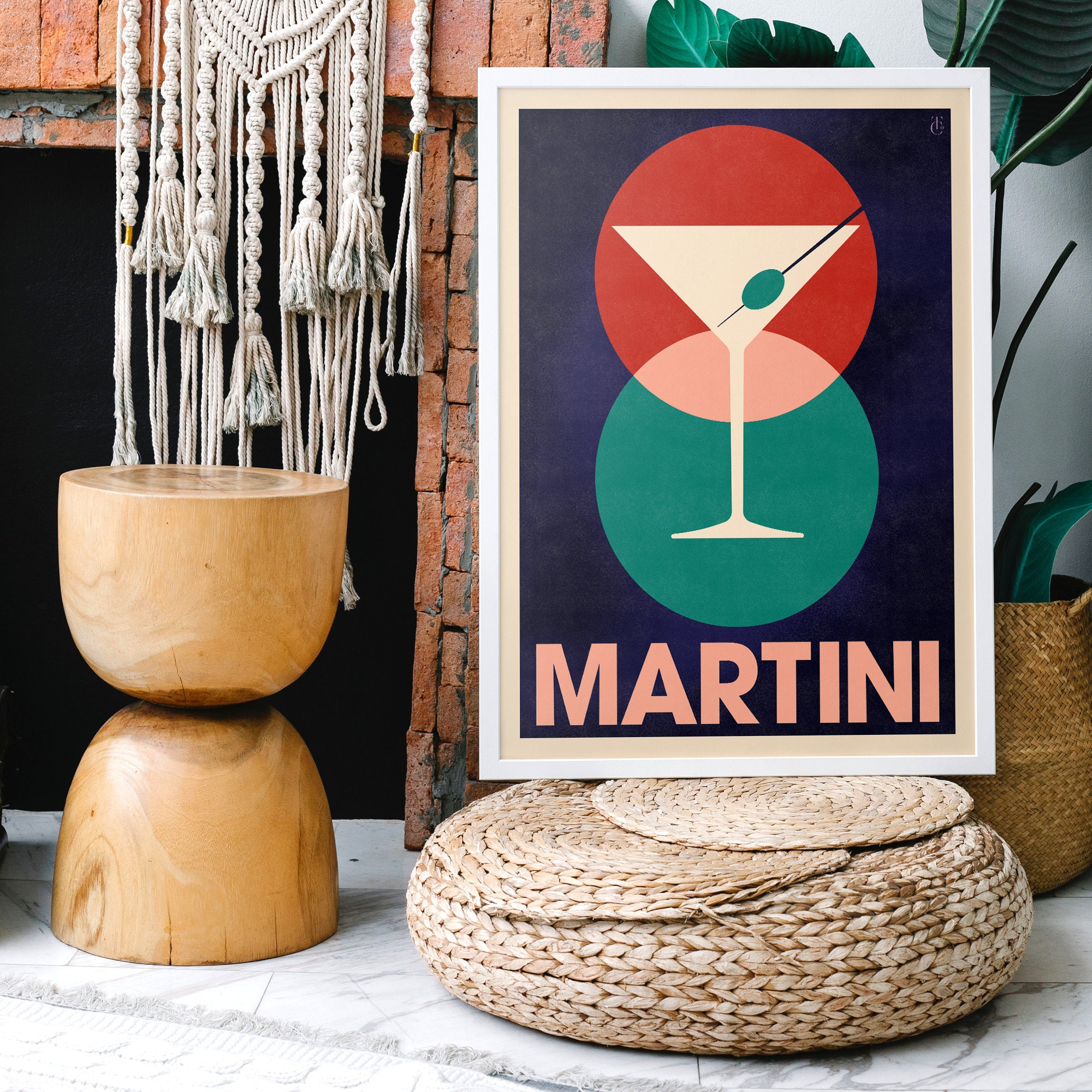 Minimalist Martini Cocktail Print, Vintage Style Cocktail Poster ...