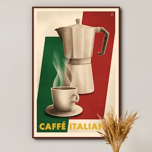 Italian Coffee Poster, Vintage Style Coffee Print, Retro Coffee Advert ...