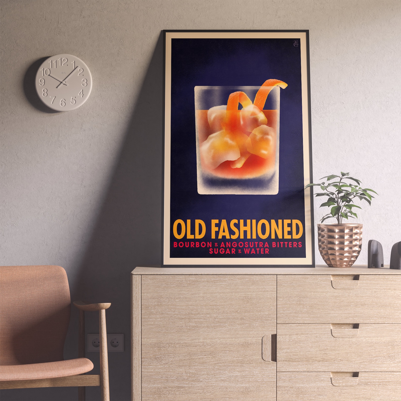 Old Fashioned Cocktail Poster Vintage Style Cocktail Print | Etsy
