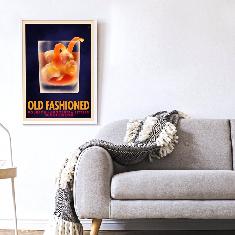 Old Fashioned Cocktail Poster Vintage Style Cocktail Print - Etsy