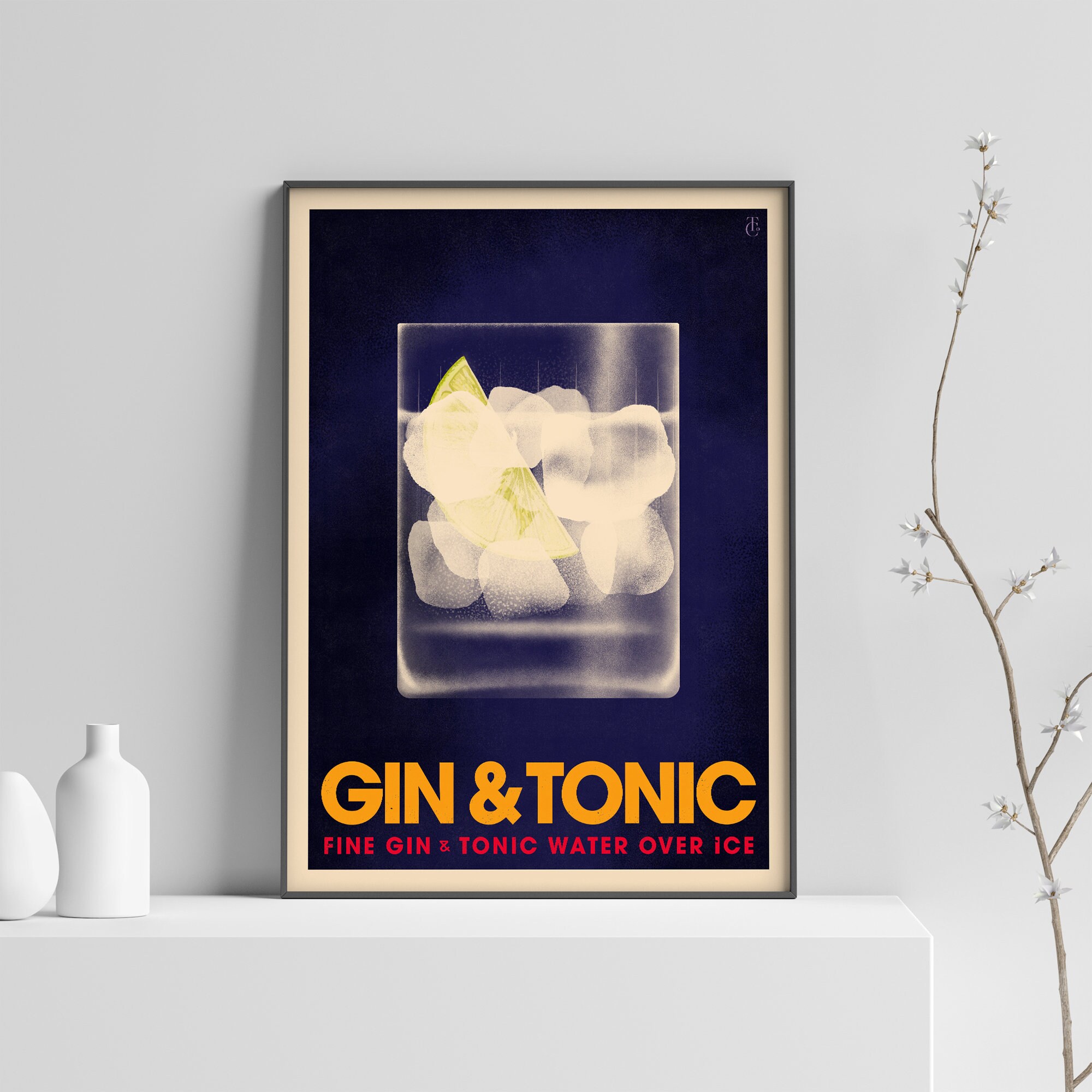 Gin and Tonic Poster Vintage Style Gin Cocktail Print Retro - Etsy