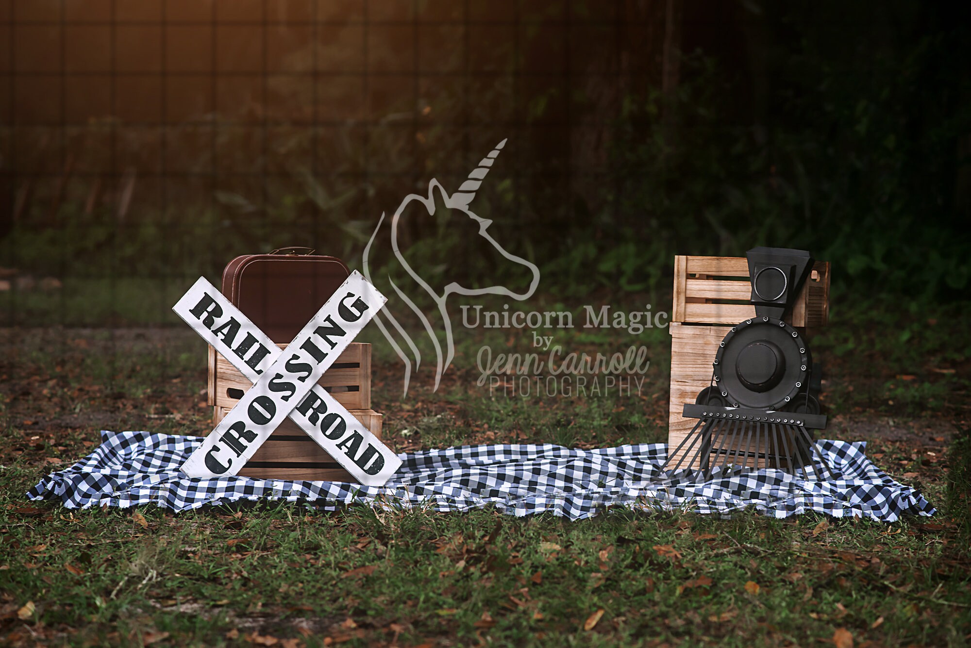 Railroad Crossing Digital Background Backdrop - Etsy
