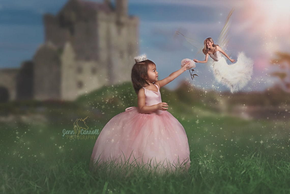Fairytale Princess Fairy Castle With Grass Overlay Digital Background ...
