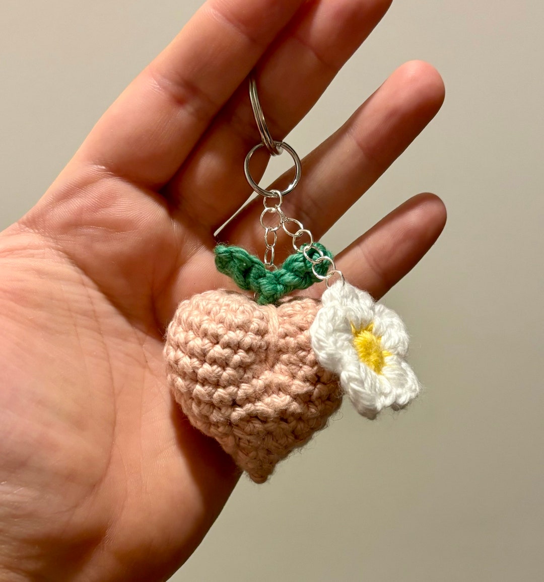 Crochet Peach Keychain - Etsy