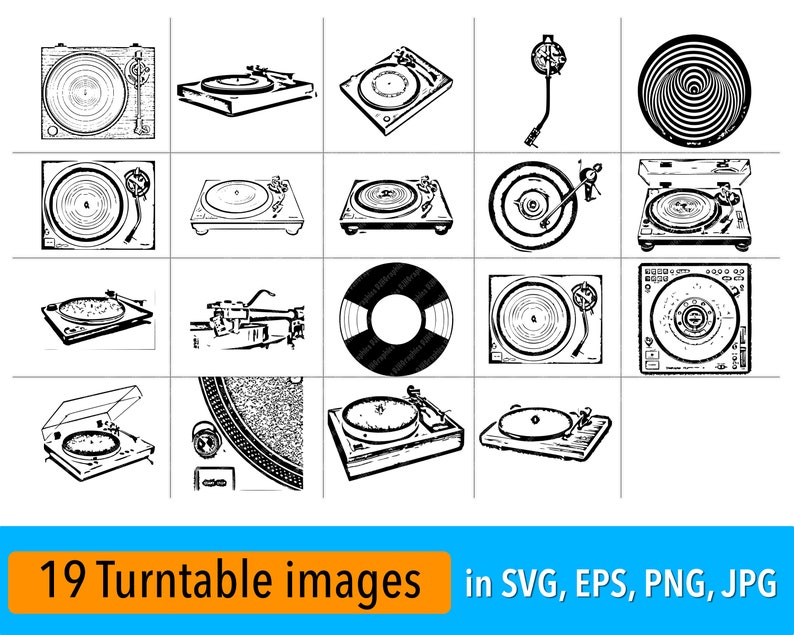 19 Turntable SVG Vector Graphics Bundle Includes Svg, Png, Eps, Jpg ...