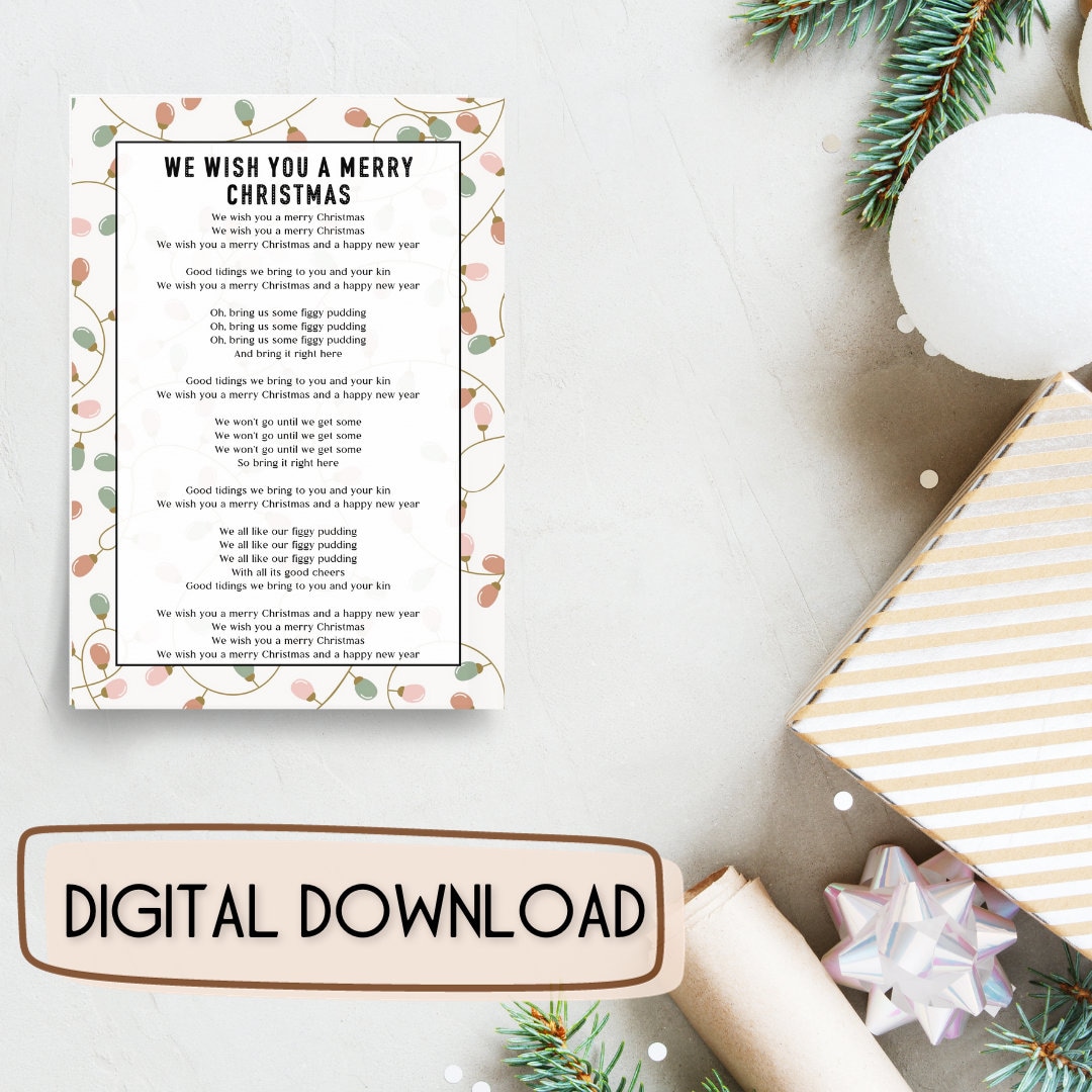 Printable Christmas Song Sheets Digital Download of Popular Christmas ...