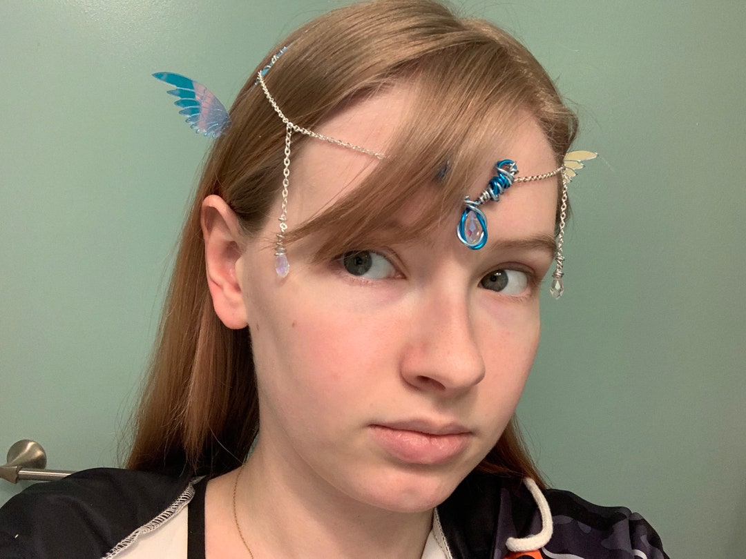 Winged Blue and Silver Headband With Forehead Charm - Etsy