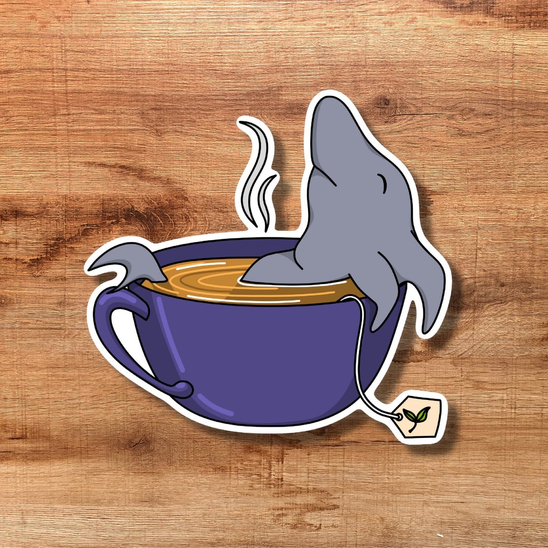 Big Chunky Shark Relaxing in My Sauna Mug Full of Steamy Tea Vinyl ...